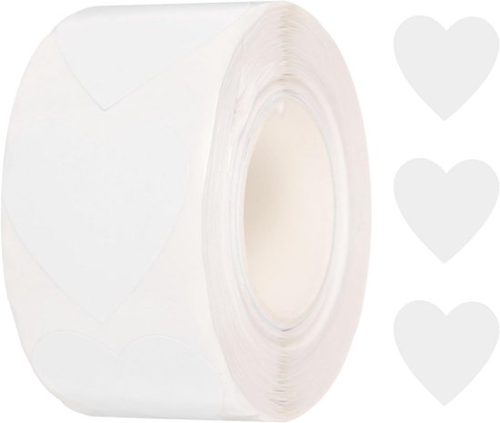 500 Stuks Witte Hartvormige Stickers (2,5 cm) - Zelfklevend Label voor ...