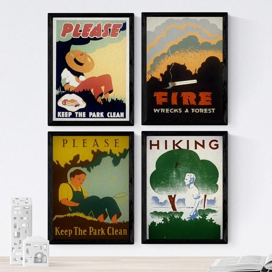 Set van 4 Vintage Nostalgische Advertentie Posters - A3 Formaat ...