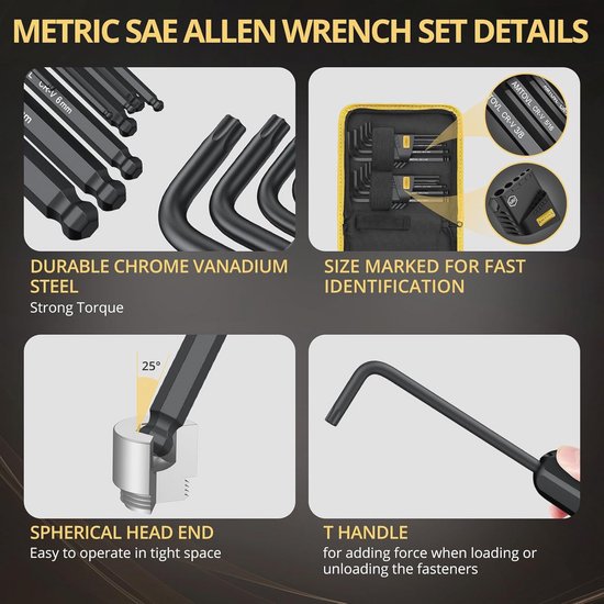 27-delige Inbus en Sterring Set - Metric & Imperial - Extra Lange ...