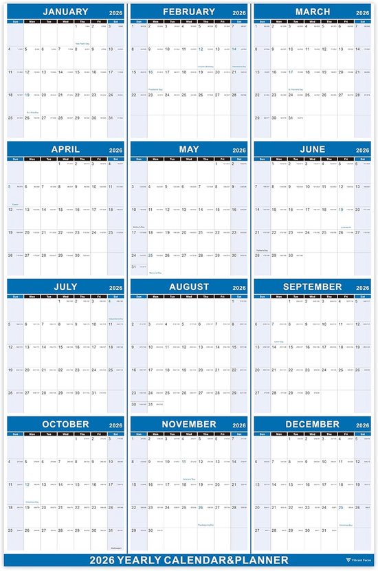 Wandkalender 2026 - Jaarkalender 2026 - Wandkalender en agenda 2026 ...