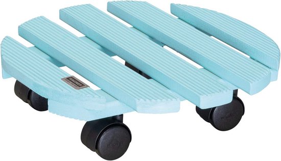 Plantenroller Houten Bloementrolley Ø30 cm Turkoois - Draagkracht 100 ...