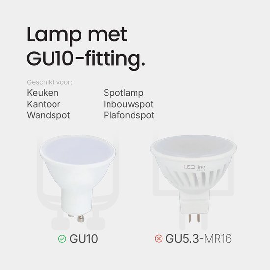 LED line LED Spot GU10 - 3W (vervangt 20W) - 240lm - Ø50mm - 230V ...