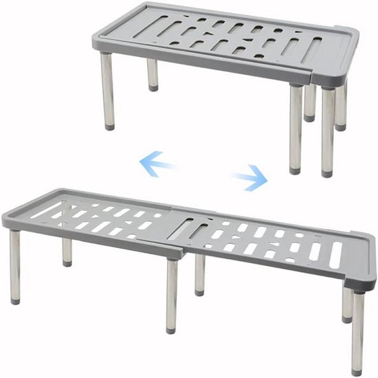 Cosensi - Uitschuifbare kast organizer met plankinzet - Grijs - Ideaal ...