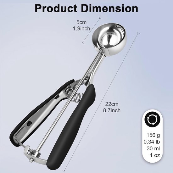 Roestvrijstalen Ijsschep met Trekker 5cm - Vaatwasmachinebestendig en ...