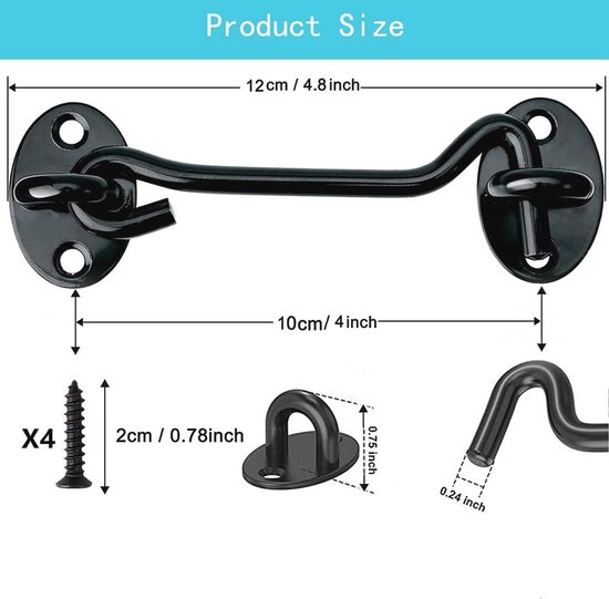 Stainless Steel Cabin Hook and Eye Lock - Heavy Duty Barn Door Lock for ...