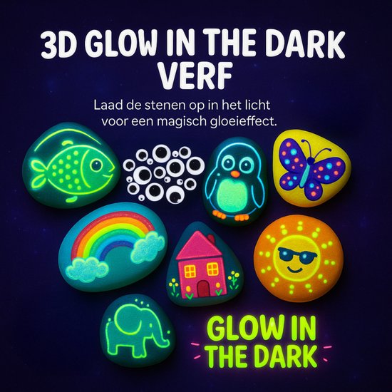 Vaive Stenen Schilderen 61-delig – Glow in the Dark Happy Stones ...