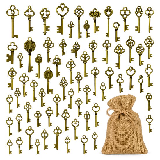 Waterval® Antique Keys Gift Set – 75 stuks – Brons – Vintage Sleutels voor Creatieve... | bol