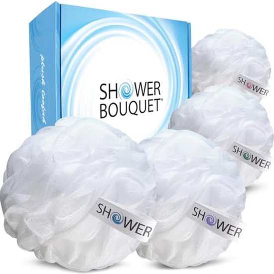 Extra Grote Witte Loofah Badspons – Set van 4 – Ideaal voor Exfoliatie ...