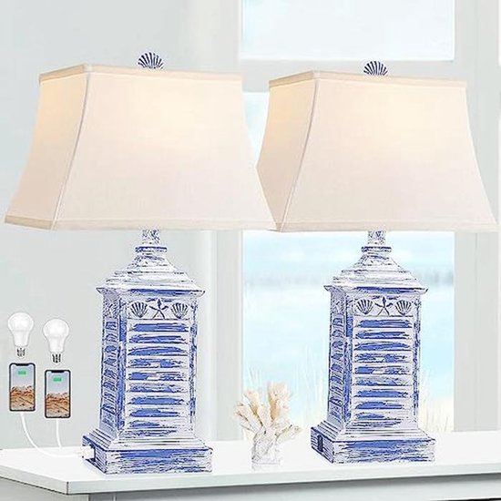 Moderne tafellampen set van 2 voor slaapkamers en woonkamers met USB ...