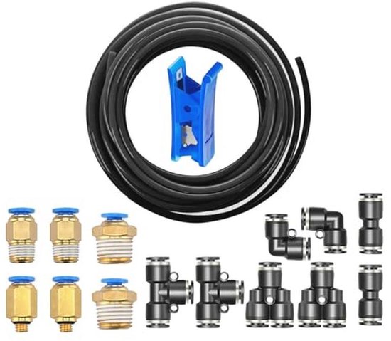 10 meter flexibele persluchtslang 3/8 inch met pneumatische connectoren ...