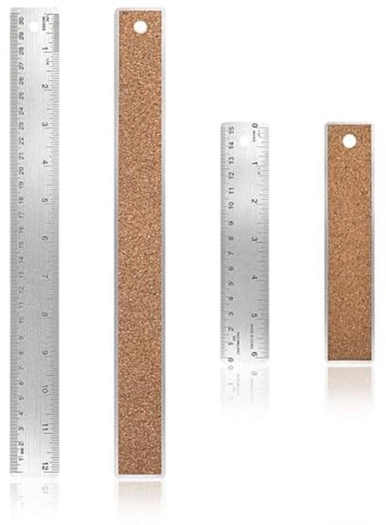 Metalen Linialen 30 cm en 15 cm - Set van 2 Antislip Precisiemeten voor ...