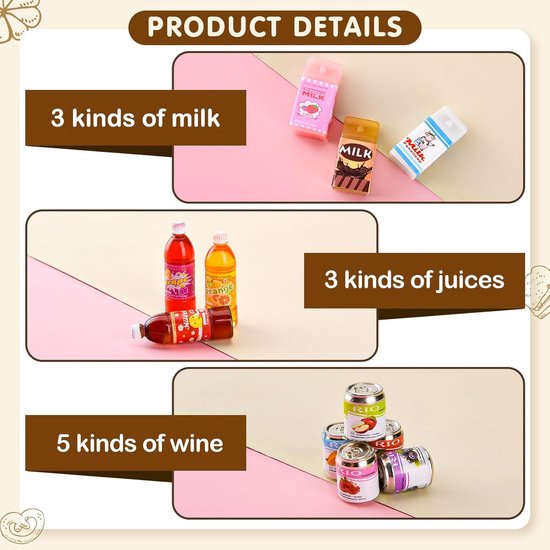 21-Delige Set Miniatuur Eten en Drinken voor Poppenhuis ...