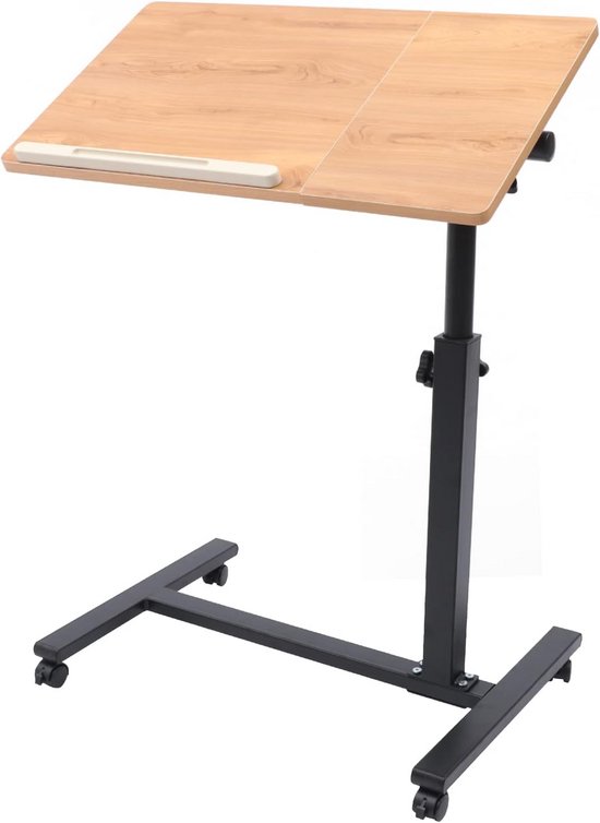 Verstelbare Laptop Tafel op Wielen - Zwenkbaar Bedtafel en Zijkanttafel ...
