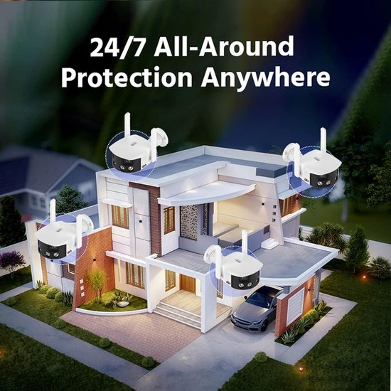 Outdoor Wifi Camera 4K Dual Lens 180 Graden Zicht Kleuren Nachtzicht ...