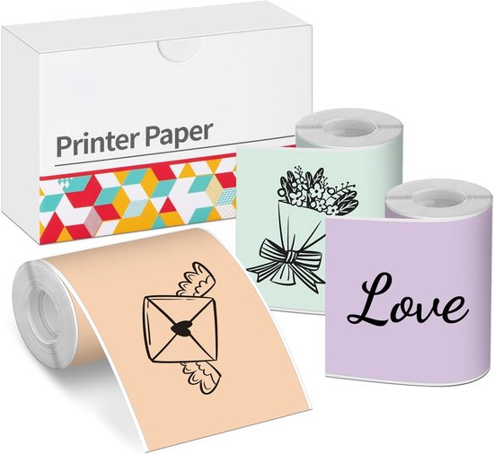 Zelfklevend Thermisch Printerpapier voor Labelprinter - 3 Rollen Zwart ...