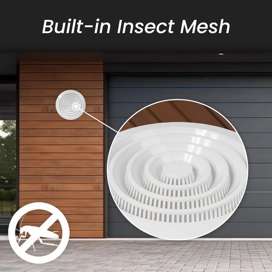 Rond Ventilatierooster 150 mm Wit Kunststof met Lamellen - Inbouw ...