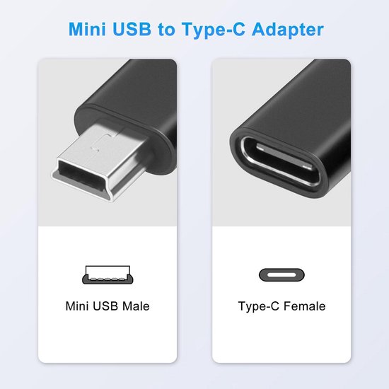 2x USB-C naar Mini USB Adapter - Vrouwelijk naar Mannelijk Converter ...