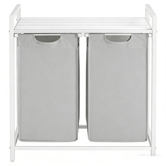 Wasmand, 73 x 33 x 72 cm, Wit met 2 vakken, uittrekbaar en afneembare ...