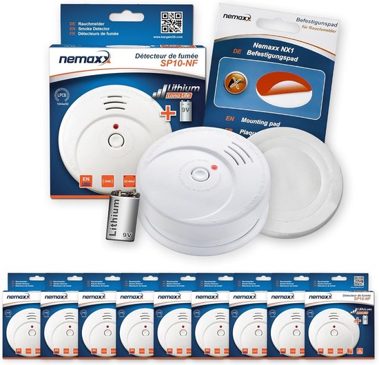 9-Pack Rookmelders met 9V Lithium Batterij - 24/7 Brandbeveiliging | bol