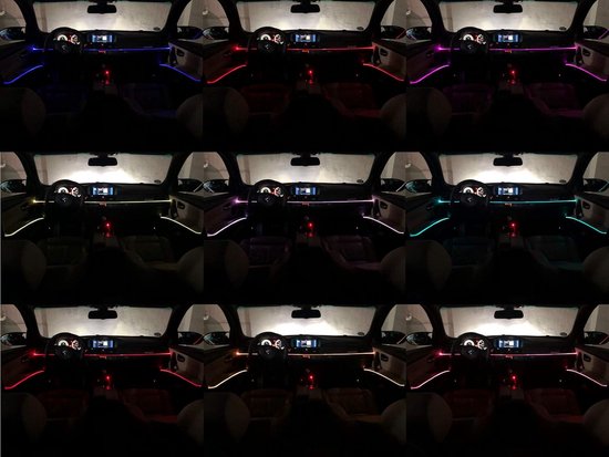 RGB LED Sfeerverlichting Auto Interieur met Bluetooth App Bediening en ...