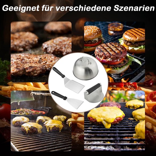 Set van 4 Stuks Professionele Smasher Burger Pers en Spatels van ...