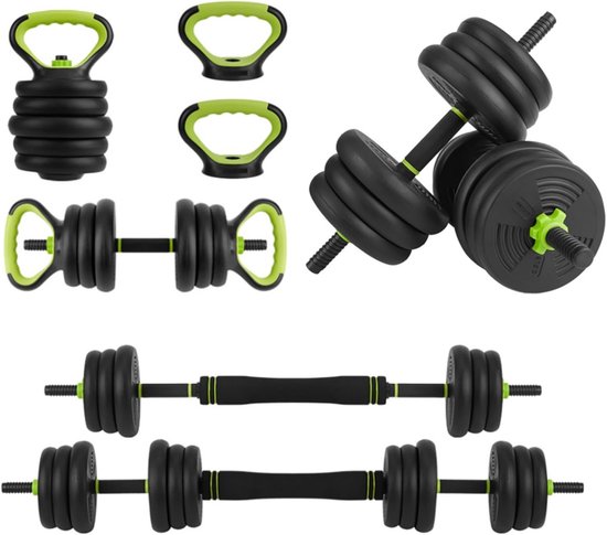 Verstelbare Halterset 4-in-1 (Tot 40KG) - Halter, Barbell, Kettlebell ...