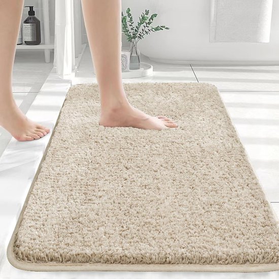 Grote antislip badmat 180x60 cm - Beige en wasbaar | bol