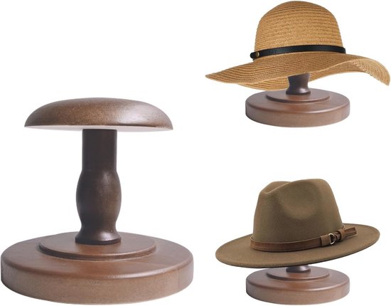 Vintage Hoedhouder - Houten Display Statief voor Cowboy Hoeden en ...