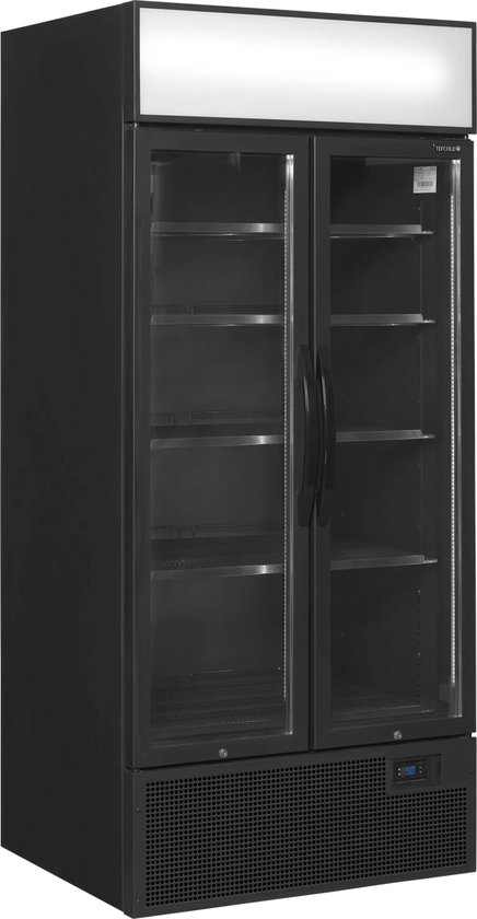 Koelkast - dubbeldeurs glasdeur - horeca koeling met glazen deur zwart ...