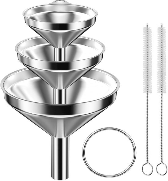 Set van 3 Rvs Trechters - Inclusief Lange Handvaten en ...