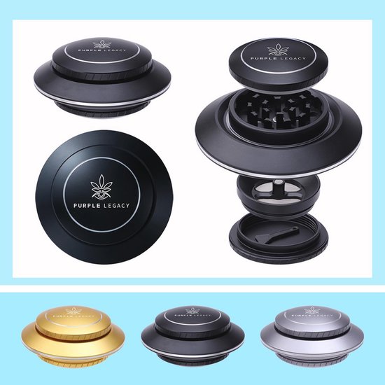 Galactic Grinder - 4-delige kruidenmolen in UFO-design, aluminium, met ...