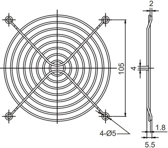 Ventilatorrooster 120x120mm voor Axiale ventilatoren | bol