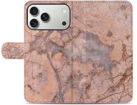 Apple iPhone 17 Pro Max Bookcase Hoes Marmer Oranje Met Pasjes | bol
