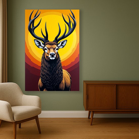 Edelhert - Design aan de muur - Canvas schilderij - 100x150 cm | bol