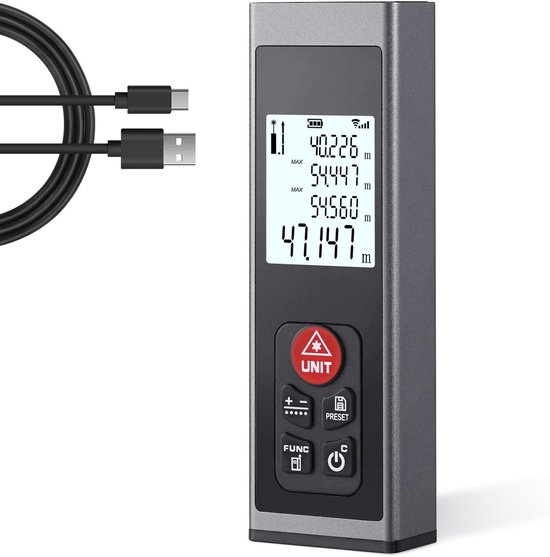 Digitale Laser Afstandsmeter - 60 Meter Bereik - Lasermeter - type-c ...