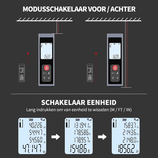 Digitale Laser Afstandsmeter - 60 Meter Bereik - Lasermeter - type-c ...