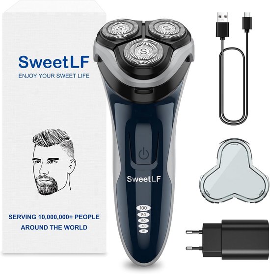 Elektrisch scheerapparaat voor heren, waterdicht, 3 roterende koppen ...