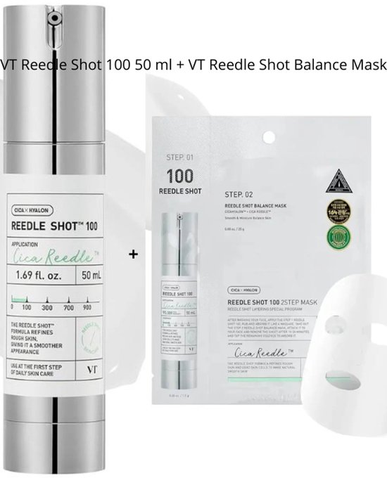VT REEDLE SHOT 100 - 50ML + VT REEDLE SHOT 100 BALANCE MASK - 25GRAM | bol