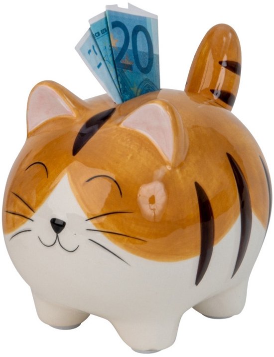 Spaarpot voor kind / volwassenen - kat / poes - keramiek - bruin - 13 ...
