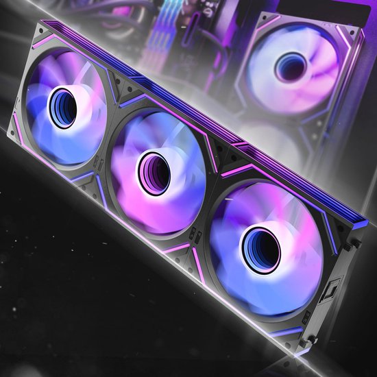 RGB PC-fan 120mm set van 3 met daisy chain en eindeloze spiegel | bol