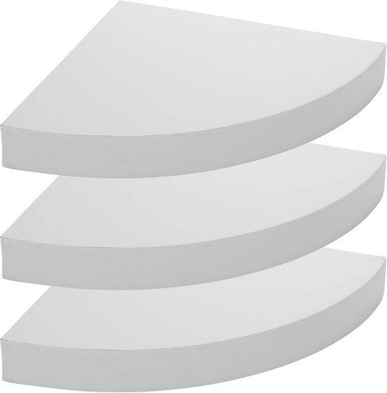 Zwevende Houten Hoekplank Set van 3 voor Wandmontage - Ruimtebesparende ...