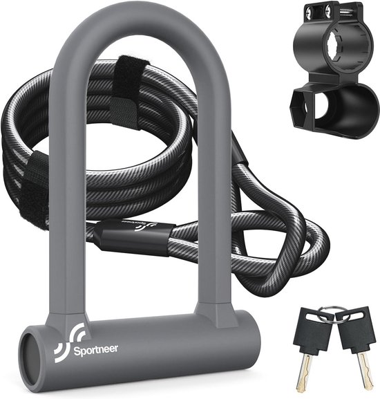 Heavy Duty Fietsslot met Stevige Kabel en Montagebeugel | bol