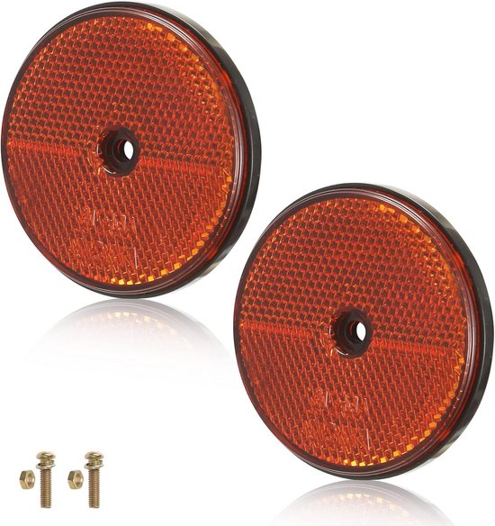 2 x Ámbar Reflectoren Ø 71 mm - Schroefbare Rond Reflectoren voor ...