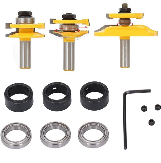 Milling Bit Set - 3-Piece Ball Bearing Guide - Bottom Mounted Ball ...