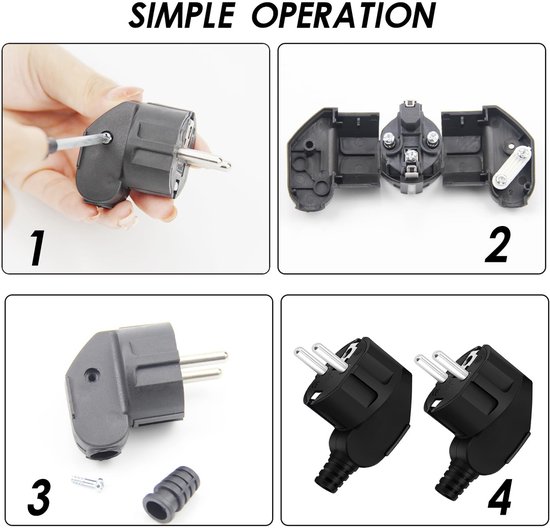 Schuko Plug Pack van 6 - 2-Pin 250V 16A Waterdicht met Schroevendraaier ...