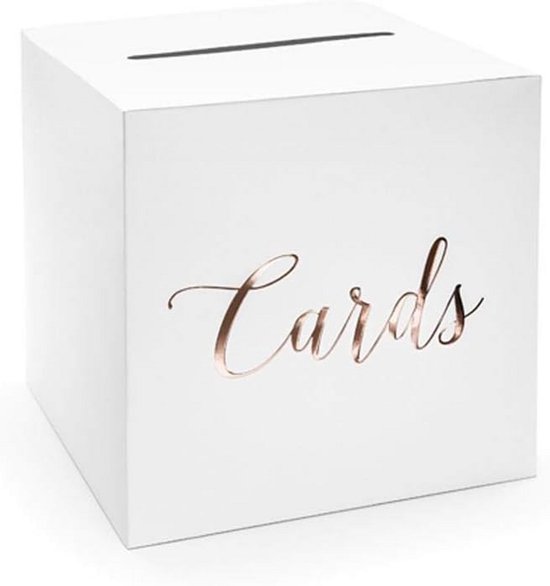 Witte Trouwring Postbox met Roségouden Letters 'Kaarten' | bol