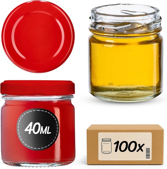 Mini Inmaakpotten Met Schroefdeksel - 40 ml, Set Van 100 Stuks, Rood ...