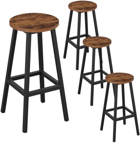 Barkrukken Set Van 4 – Industriële Stijl – Met Voetensteun – Vintage ...