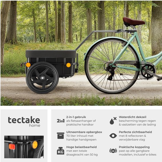 tectake® 2-in-1 Fietskar - Bagagekar en Duwwagen - Fietsaanhanger ...