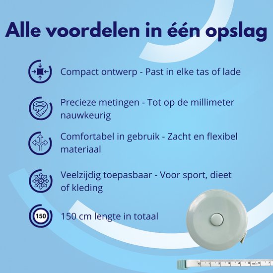 Knaak Meetlint Omtrek Lichaam - Rolmaat 1.5 Meter - Lintmeter voor ...